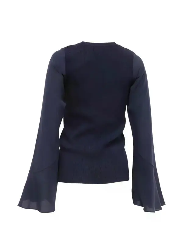 Sandro Ribbed Bell Sleeve Crew Neck Top