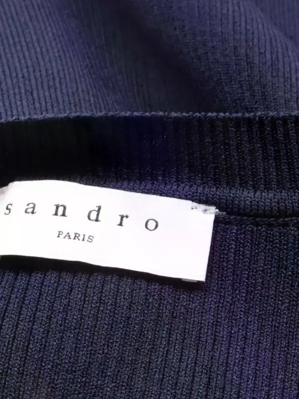 Sandro Ribbed Bell Sleeve Crew Neck Top