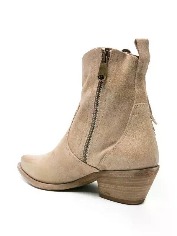 METISSE Fringed Ankle Boots - Neutrals