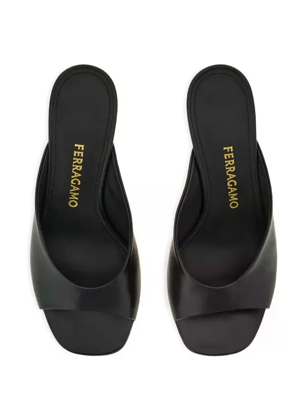 FERRAGAMO S-shaped Heel Mules - Black