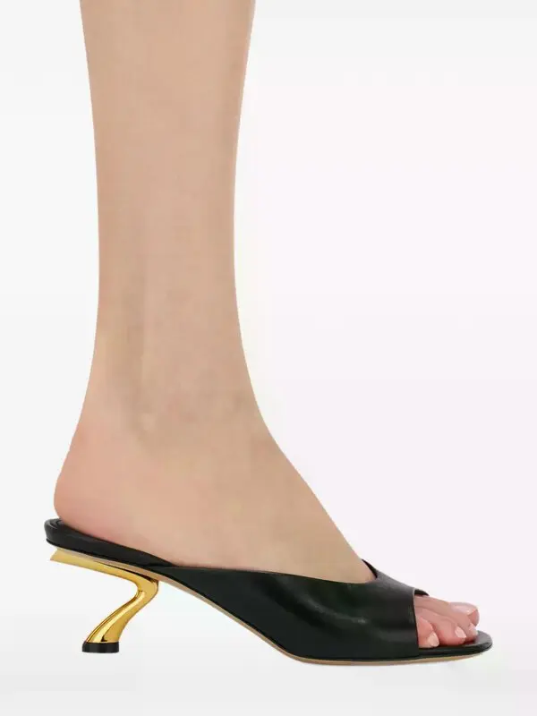 FERRAGAMO S-shaped Heel Mules - Black