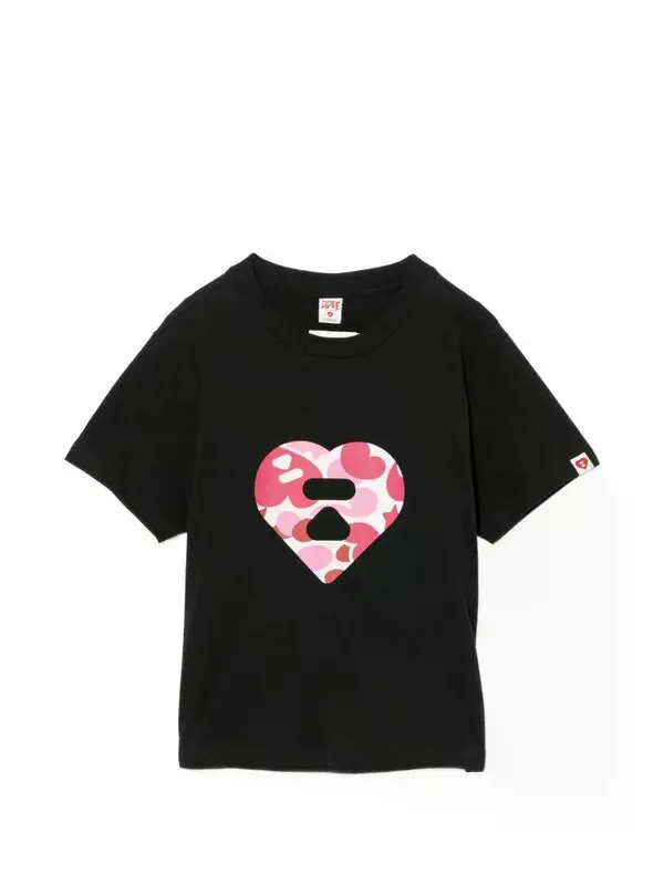 AAPE BY *A BATHING APE Heart-printed T-shirt - Black