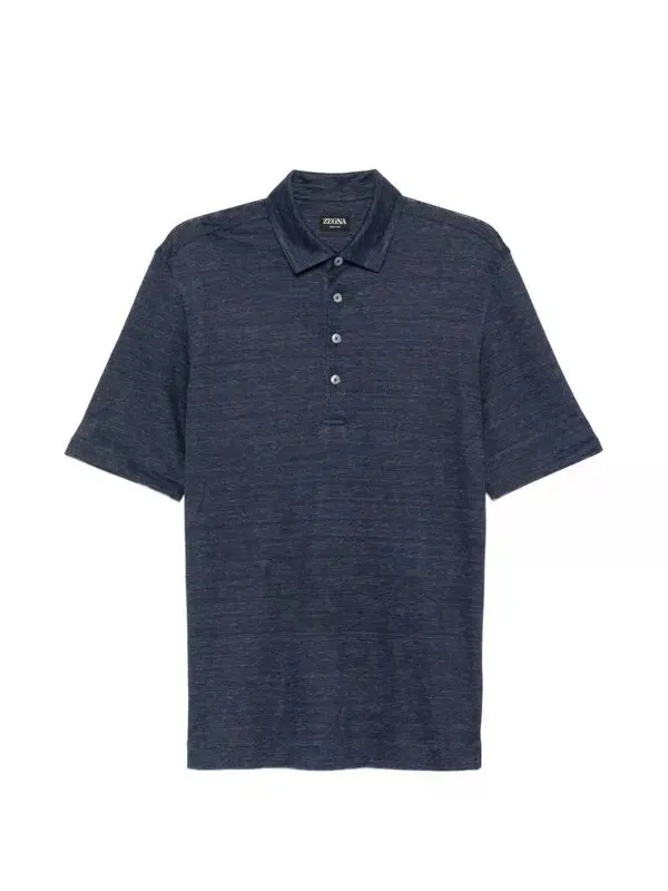 Zegna Button-up Polo Shirt - Blue