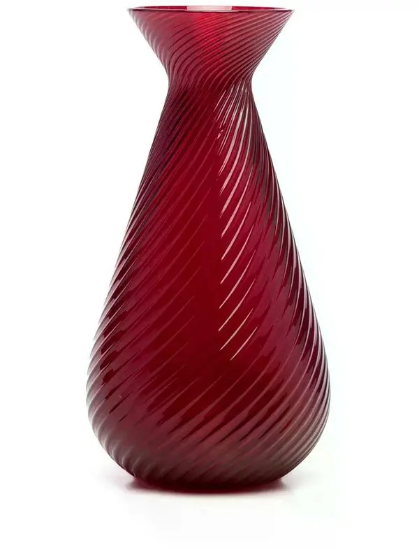 VENINI Gemme Rigadin Vase - Red