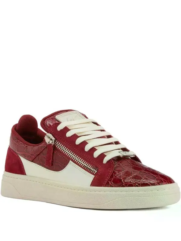 GIUSEPPE ZANOTTI Frankie Crocodile-effect Sneakers - Red