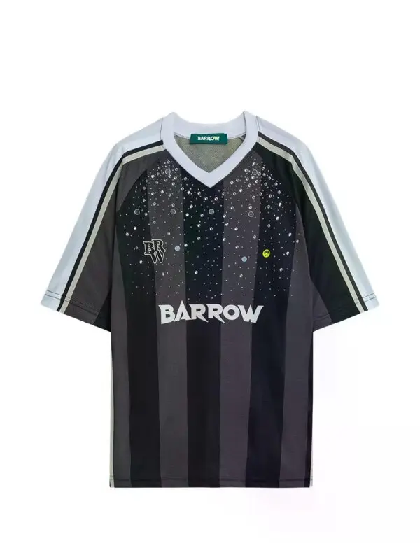 BARROW Striped Embellished V-neck T-shirt