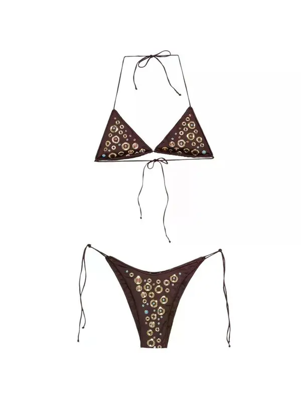 Oseree Embellished Bikini - Brown