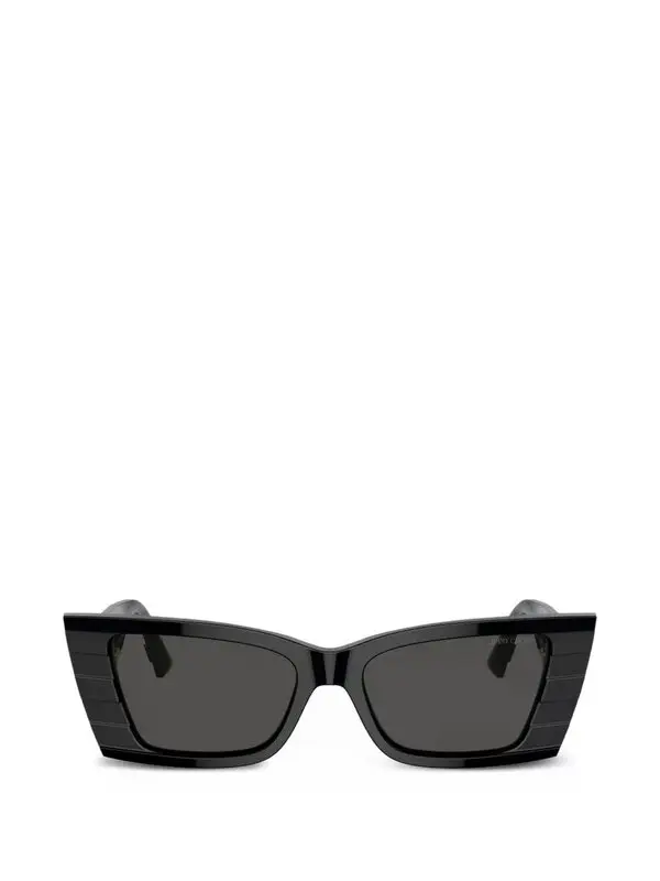 JIMMY CHOO Ribbed Geometric Sunglasses - Black