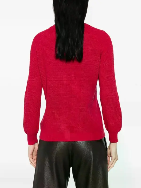 BEYOU Buttoned Knit Cardigan - Red