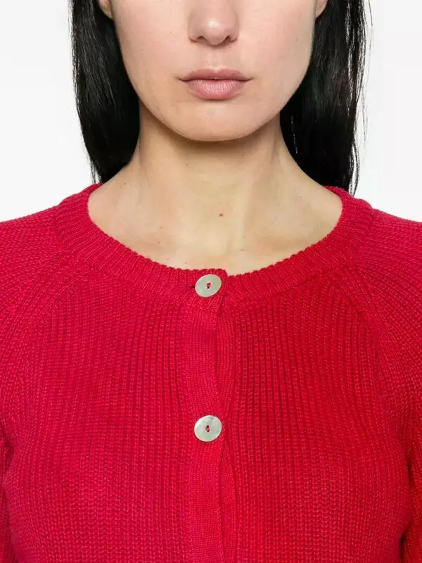 BEYOU Buttoned Knit Cardigan - Red
