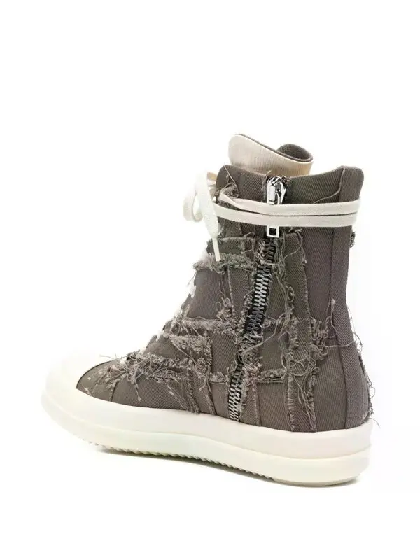 Rick Owens Distressed High-top Sneakers - Grey