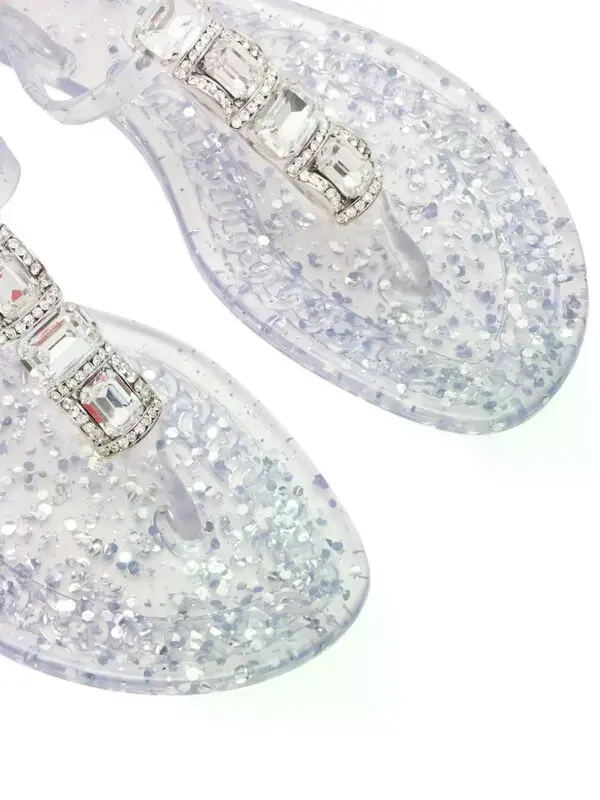 Casadei Crystal-embellished Flat Sandals - White