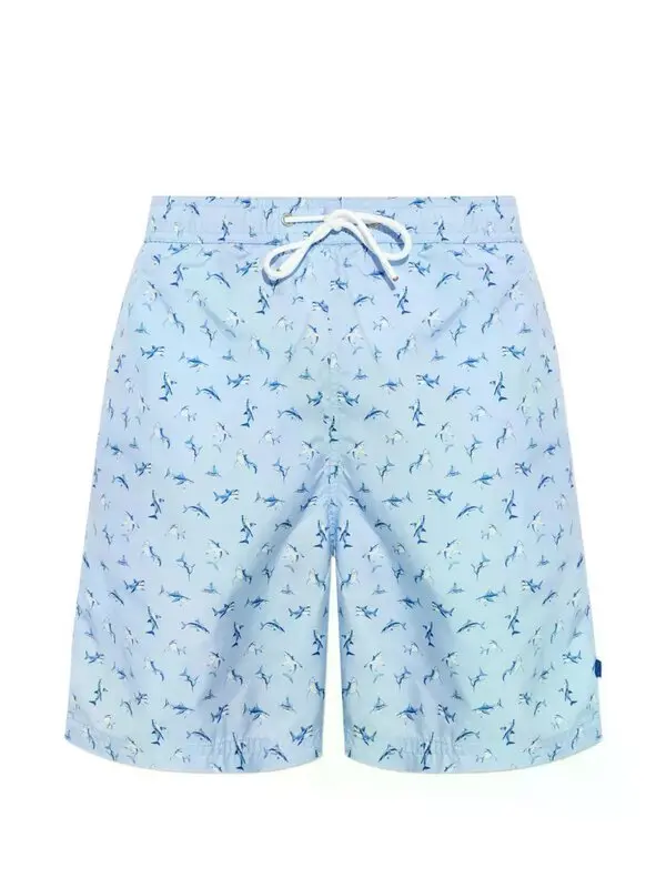 Paul & Shark Shark-print Swim Shorts - Blue