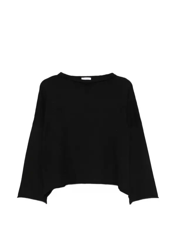 BEYOU Long-sleeve Round Neck Sweater - Black