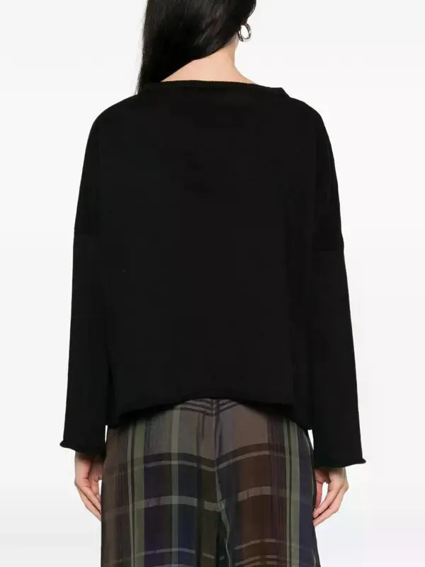 BEYOU Long-sleeve Round Neck Sweater - Black