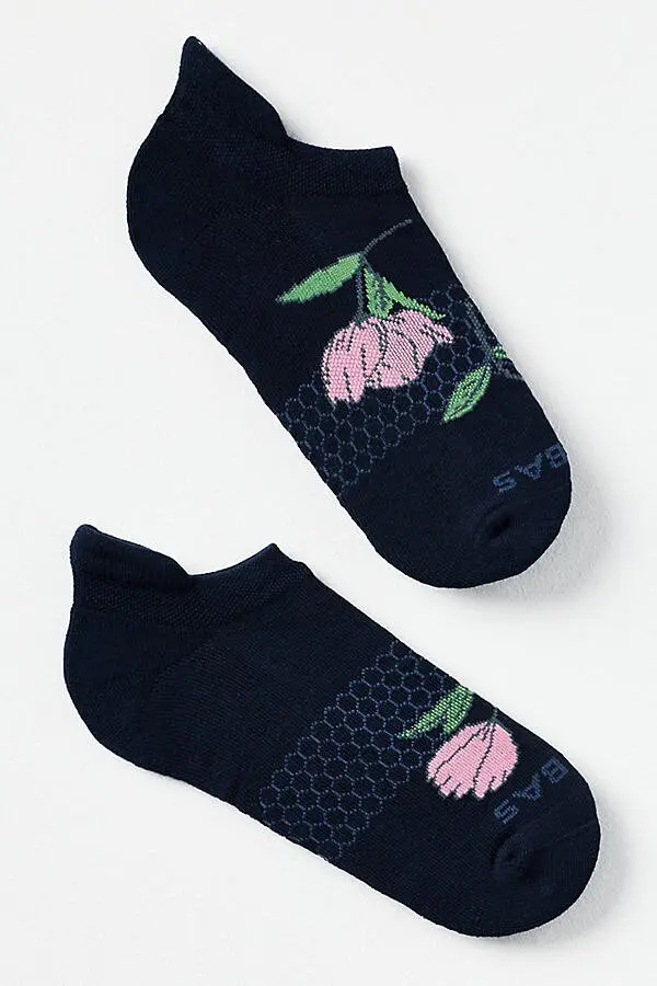 BOMBAS Floral Ankle Socks - Midnight Navy