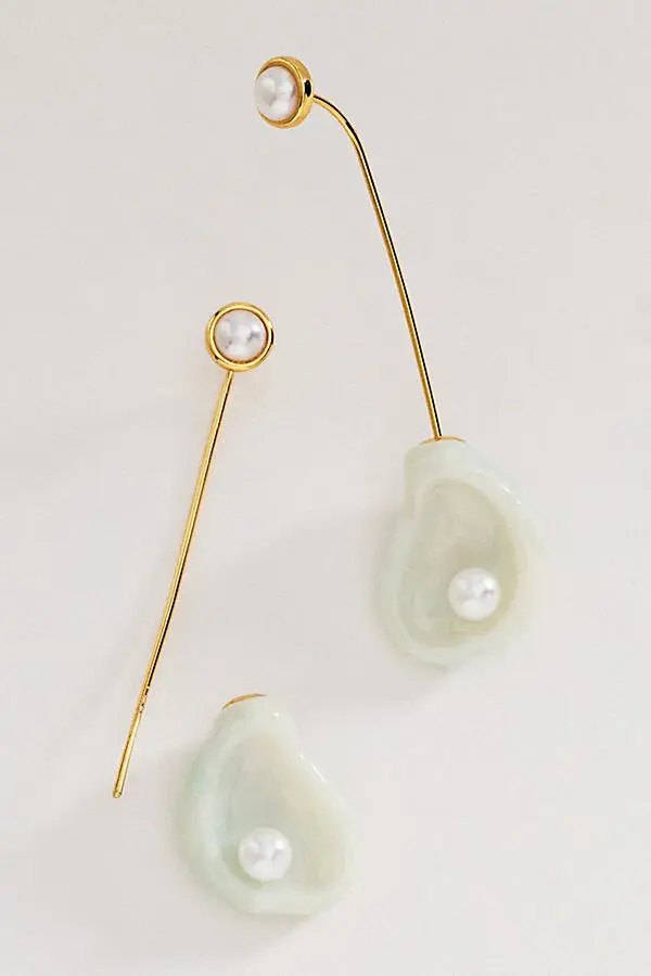 Anthropologie Snack Icon Drop Earrings - Oyster