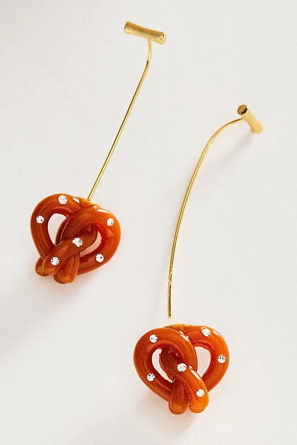 Anthropologie Snack Icon Drop Earrings - Pretzel