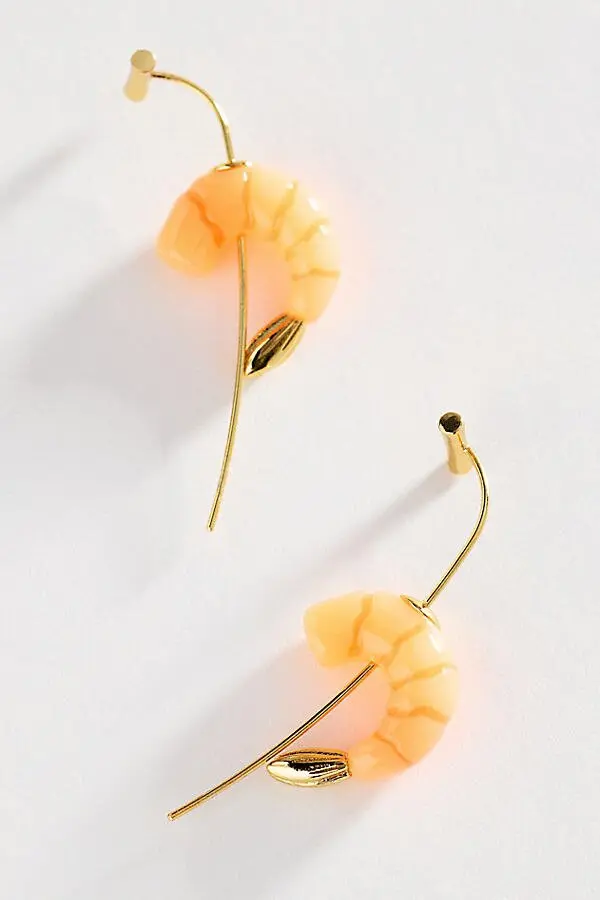 Anthropologie Snack Icon Drop Earrings - Shrimp