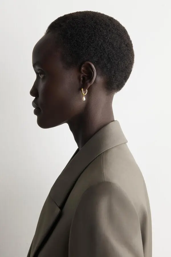 Cos Mismatched Teardrop Pearl Hoop Earrings