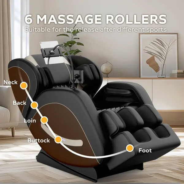 BOYEL LIVING Massage Chair Recliner With Zero Gravity With Full Body Air Pressure With 6 Massage Rollers