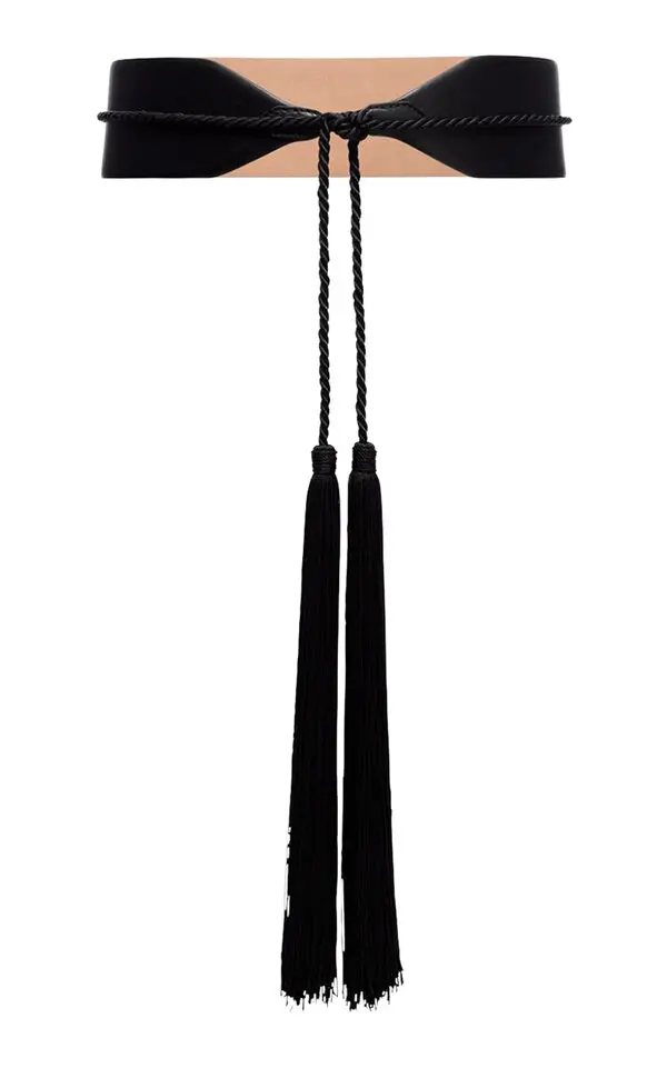 Alaïa Tasseled Leather Bustier Belt - Black