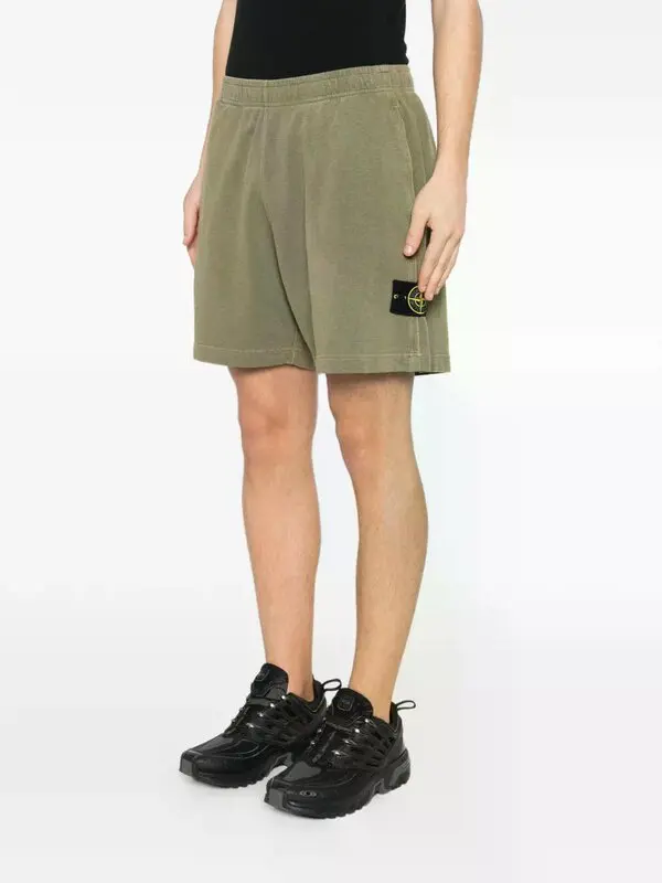 Stone Island Compass Badge-detail Shorts - Green