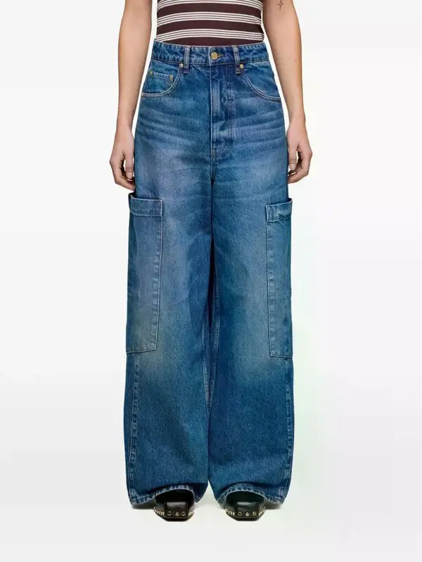GANNI Baggy Wide Leg Cargo Jeans