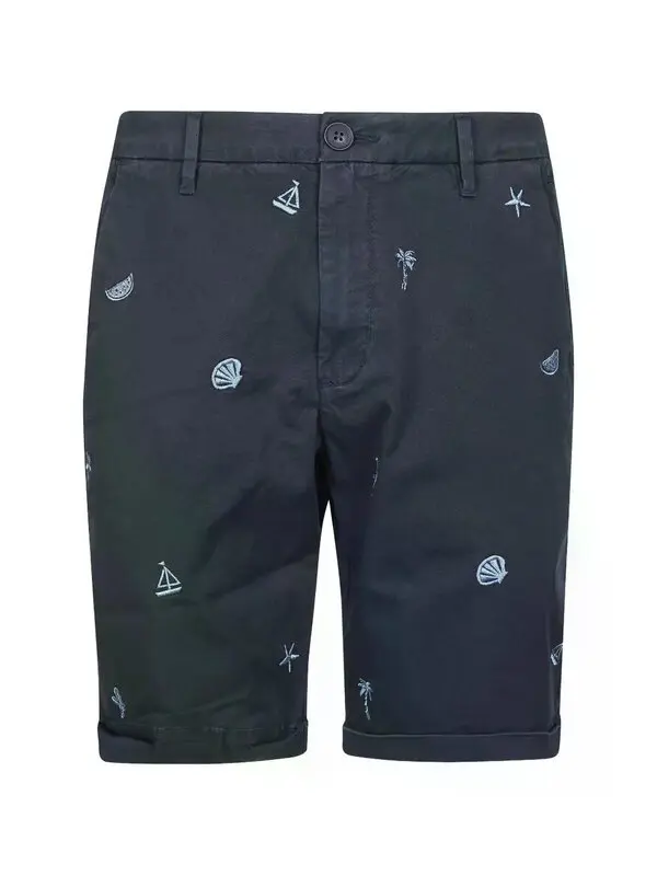 SUN 68 Embroidered Bermuda Shorts - Blue