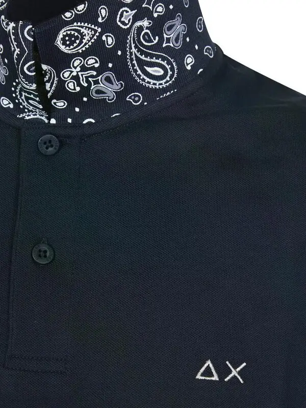 SUN 68 Bandana Collar Polo Shirt - Blue
