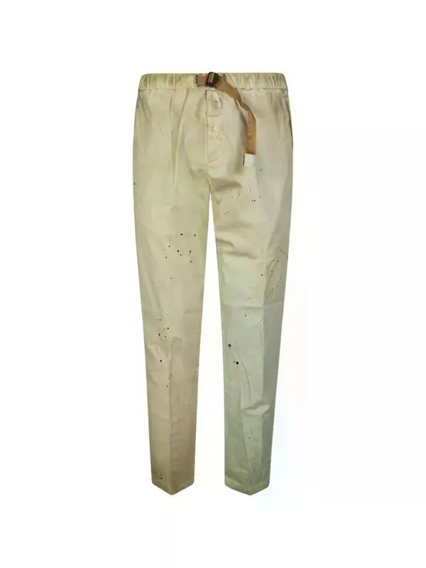 WHITE SAND Belted Trousers With Distressed Detail