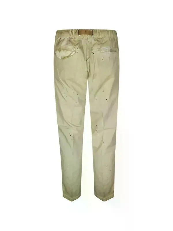 WHITE SAND Belted Trousers With Distressed Detail