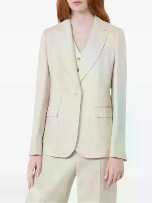Max Mara Buttoned Single-breasted Linen Blazer