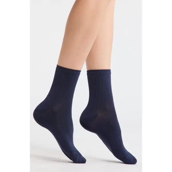 Nordstrom Wide Rib Ankle Socks - Navy Peacoat
