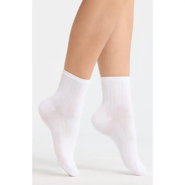 Nordstrom Wide Ribbed Ankle Socks - White