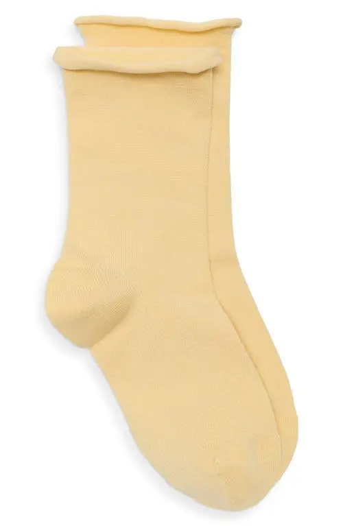 CASA CLARA Rivi Pointelle Knit Crew Socks - Yellow