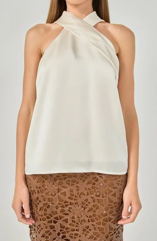 Endless Rose Satin Halter Top - Ivory