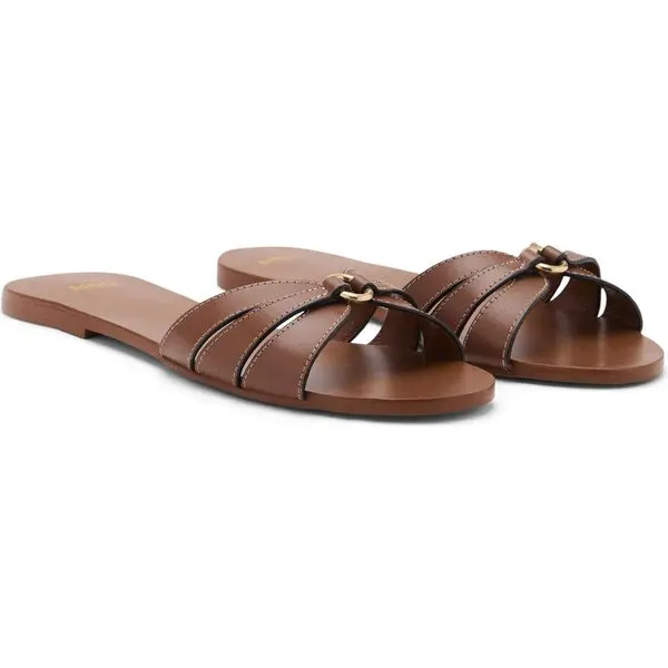 Mango Minimalist Slide Sandal - Leather