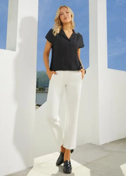 Betabrand Camp Shirt In Linenette Fabric