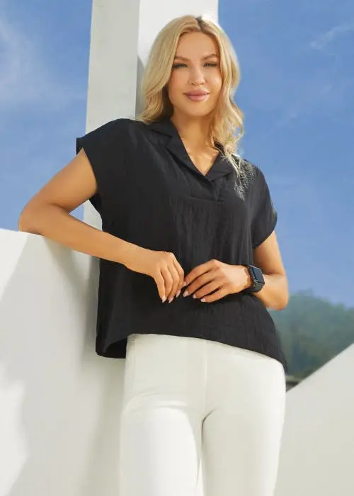 Betabrand Camp Shirt In Linenette Fabric