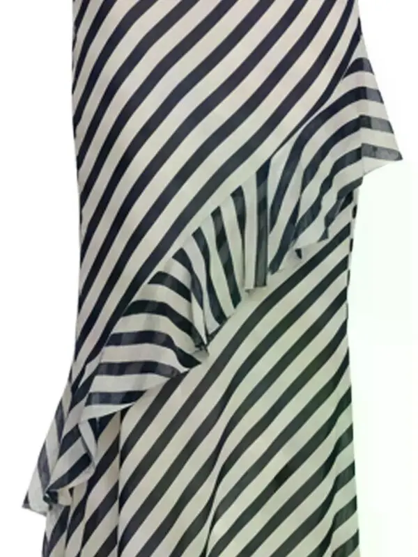 SELF-PORTRAIT Striped Ruffled Georgette Maxi Dress