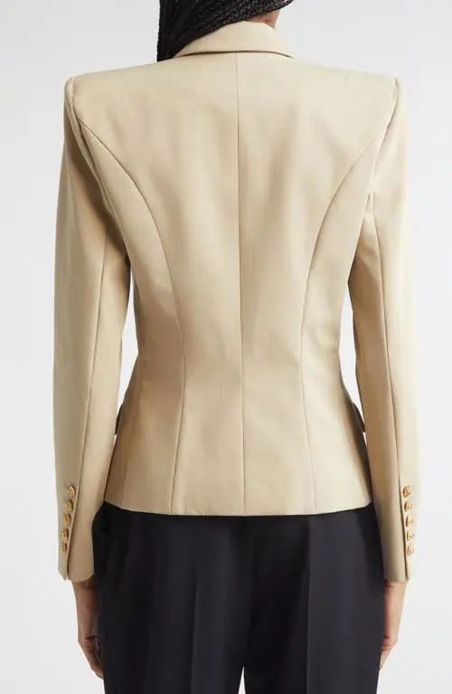 Balmain 6-button Double-breasted Gabardine Cutaway Jacket - 0an Sand