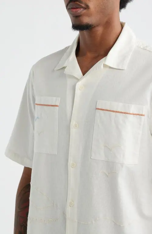 WAX LONDON Didicot Summer Appliqué Cotton & Linen Camp Shirt