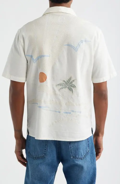 WAX LONDON Didicot Summer Appliqué Cotton & Linen Camp Shirt