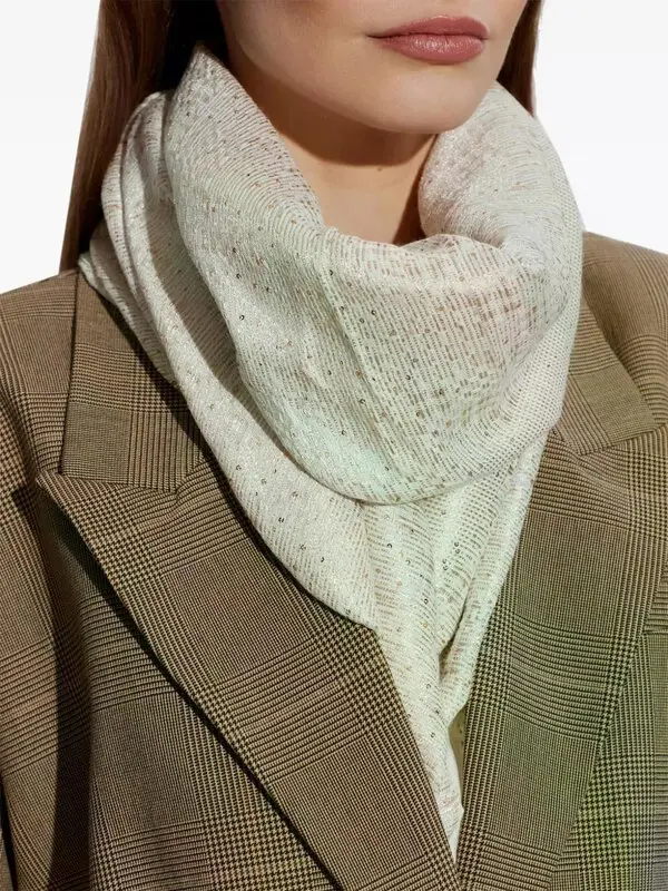 Emporio Armani Fringed Patterned Scarf - Neutrals