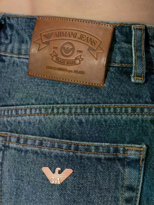 Emporio Armani Logo Mini Denim Skirt