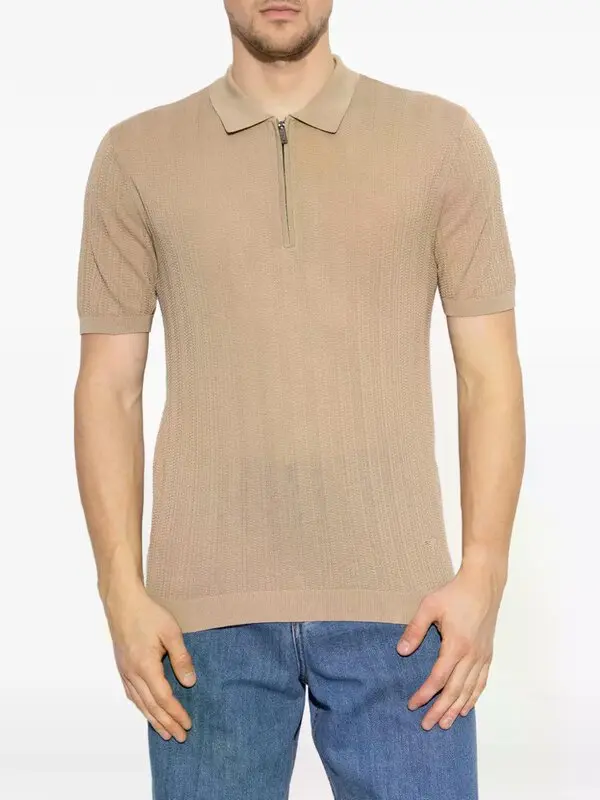 Emporio Armani Zip Polo Shirt - Neutrals