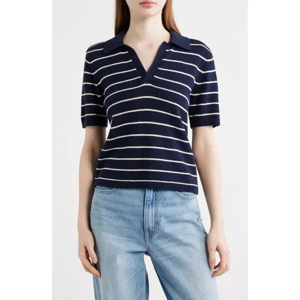 FRAME Stripe Polo Top - Navy Multi