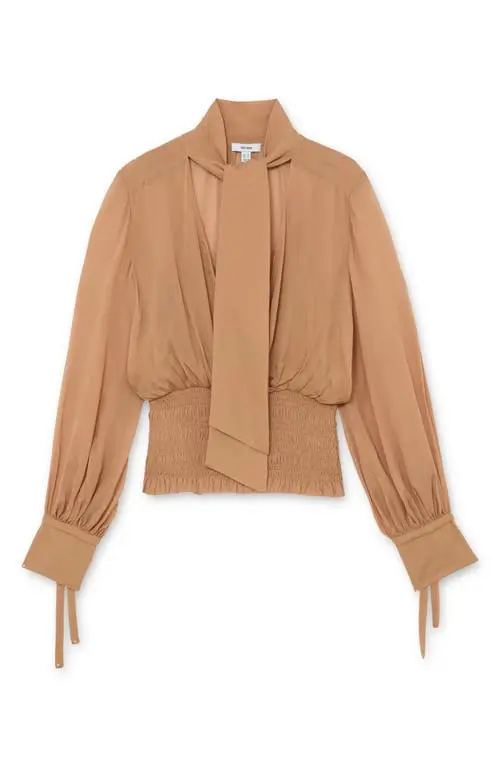 REISS Phoebe Tie-neck Smock Top