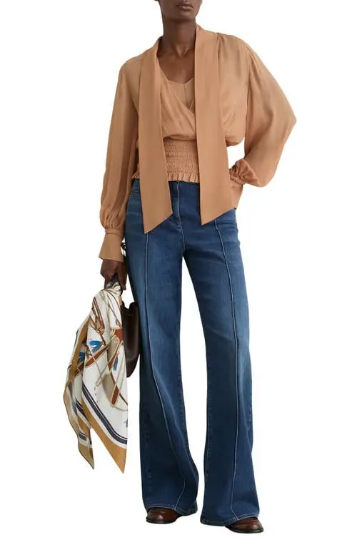 REISS Phoebe Tie-neck Smock Top